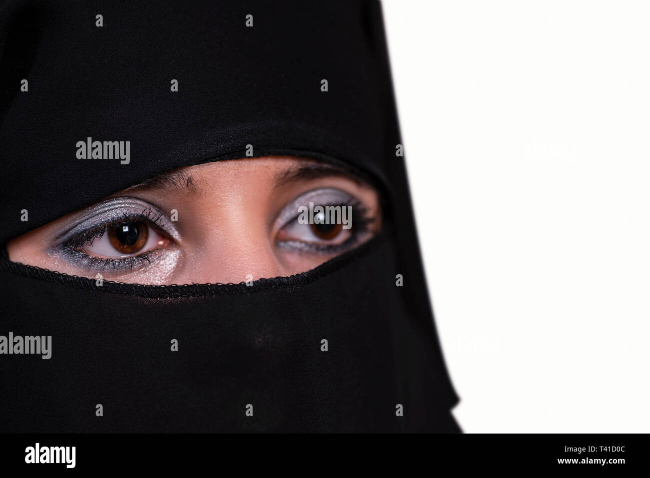 Arab girl close-up. Eyes of the Arab girl.Young arabian woman in hijab ...
