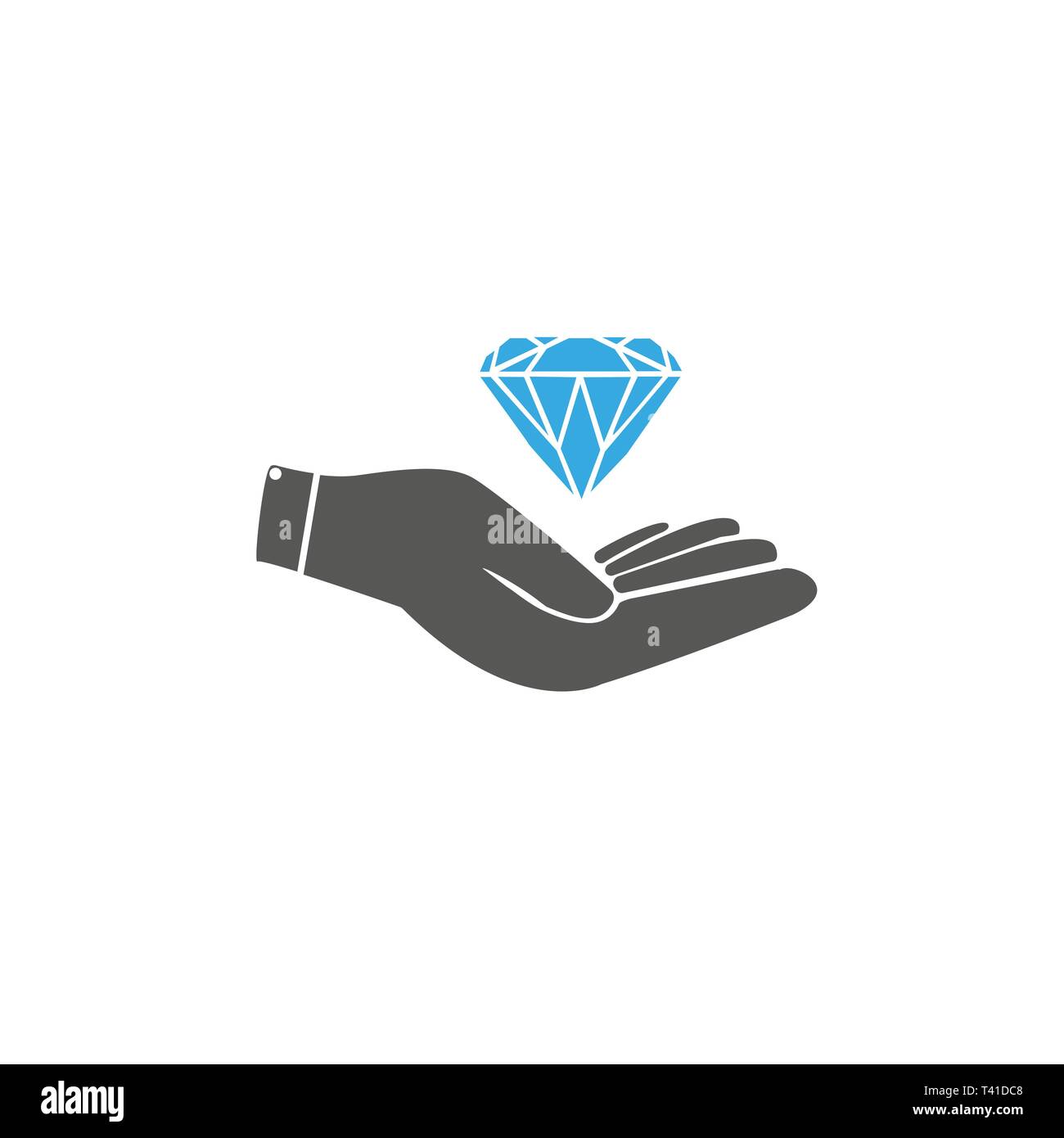 Diamond with hand icon isolated on white background for your design ...