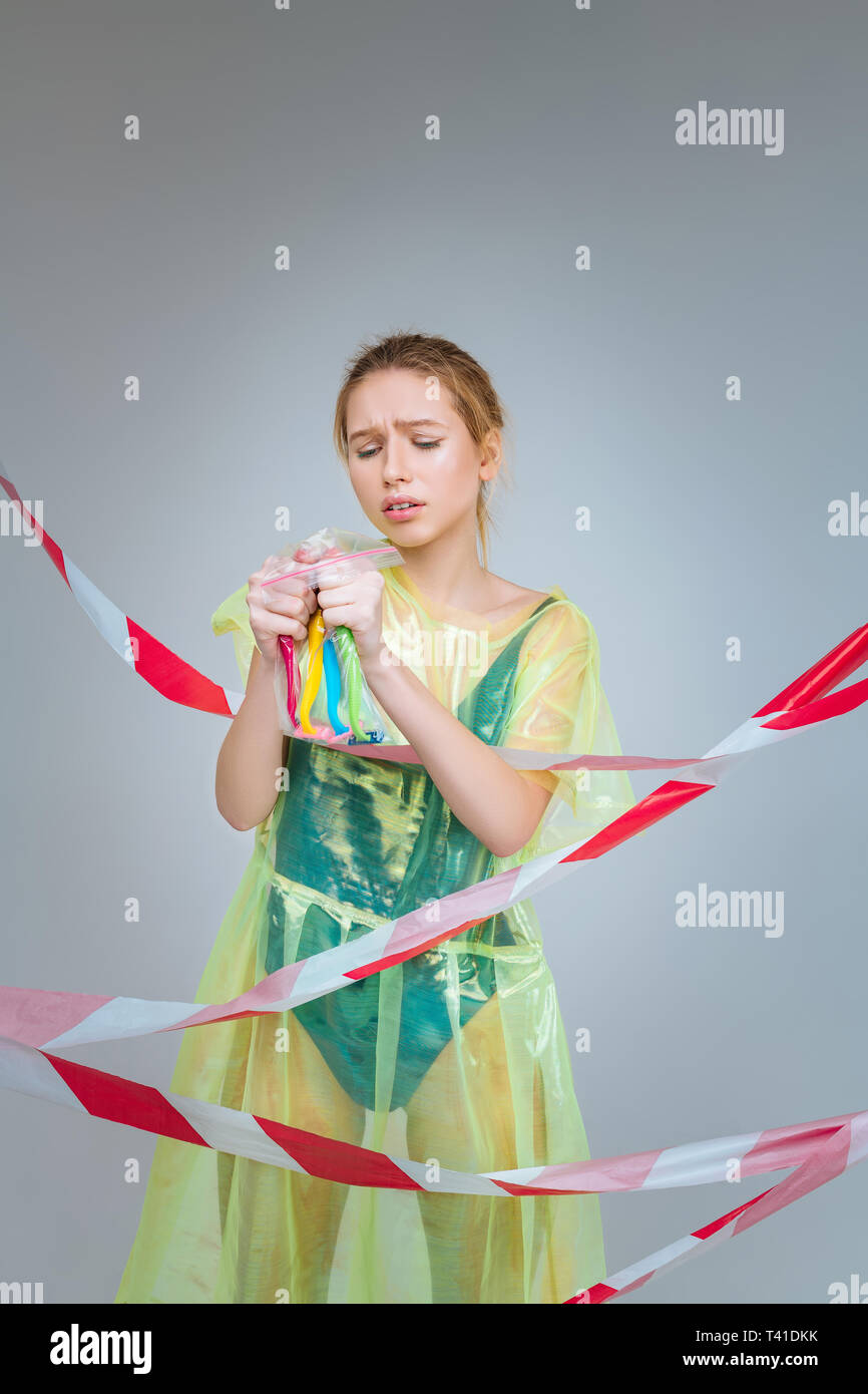 Emotional pose. Model showing emotional pose while taking part in save ...