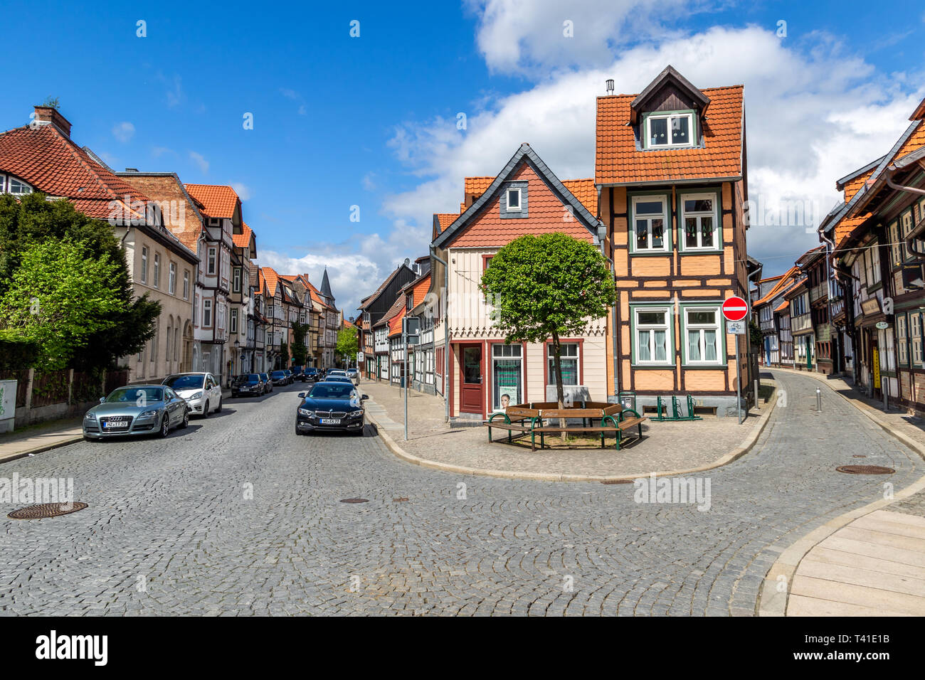 WERNIGRODE, GERMANY - APR 26, 2018: Historic timber framed houses in ...