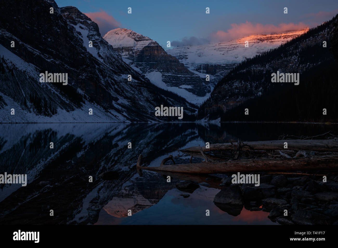 Sunrise over Mount Victoria and Mount Fairview by Lake Louise, Banff ...