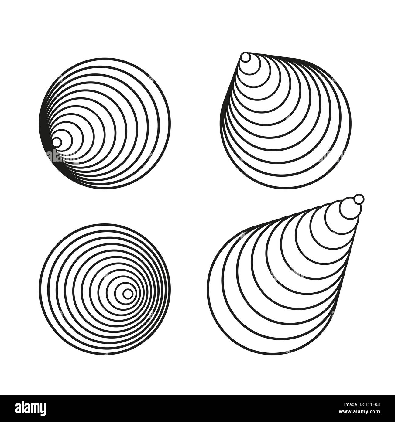 Black vector circle spiral creative design elements collection Stock ...