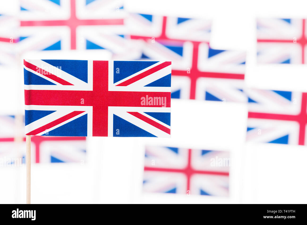 Close-up picture of small paper British flag with pole Stock Photo - Alamy