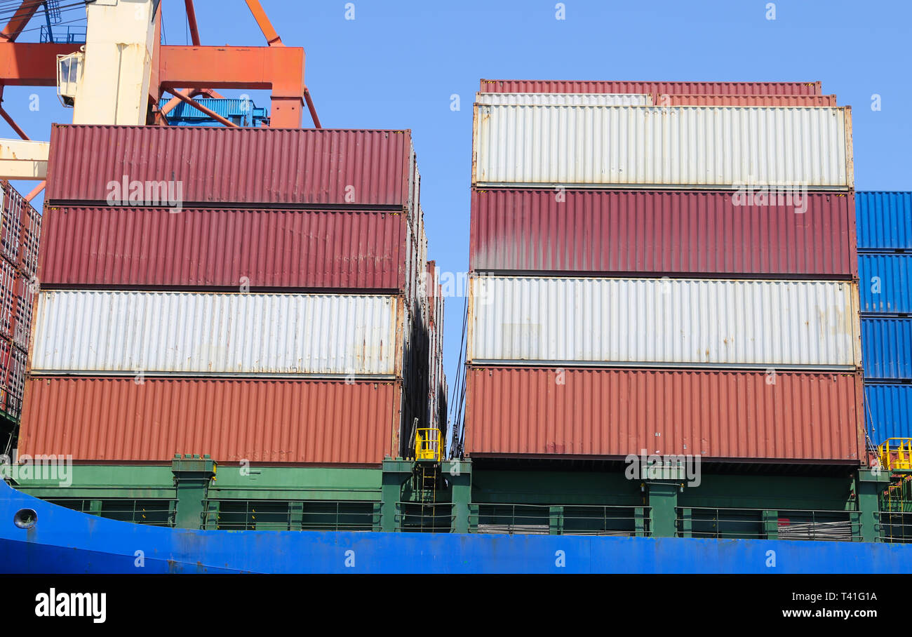 Container Ship is loading in a port Stock Photo - Alamy