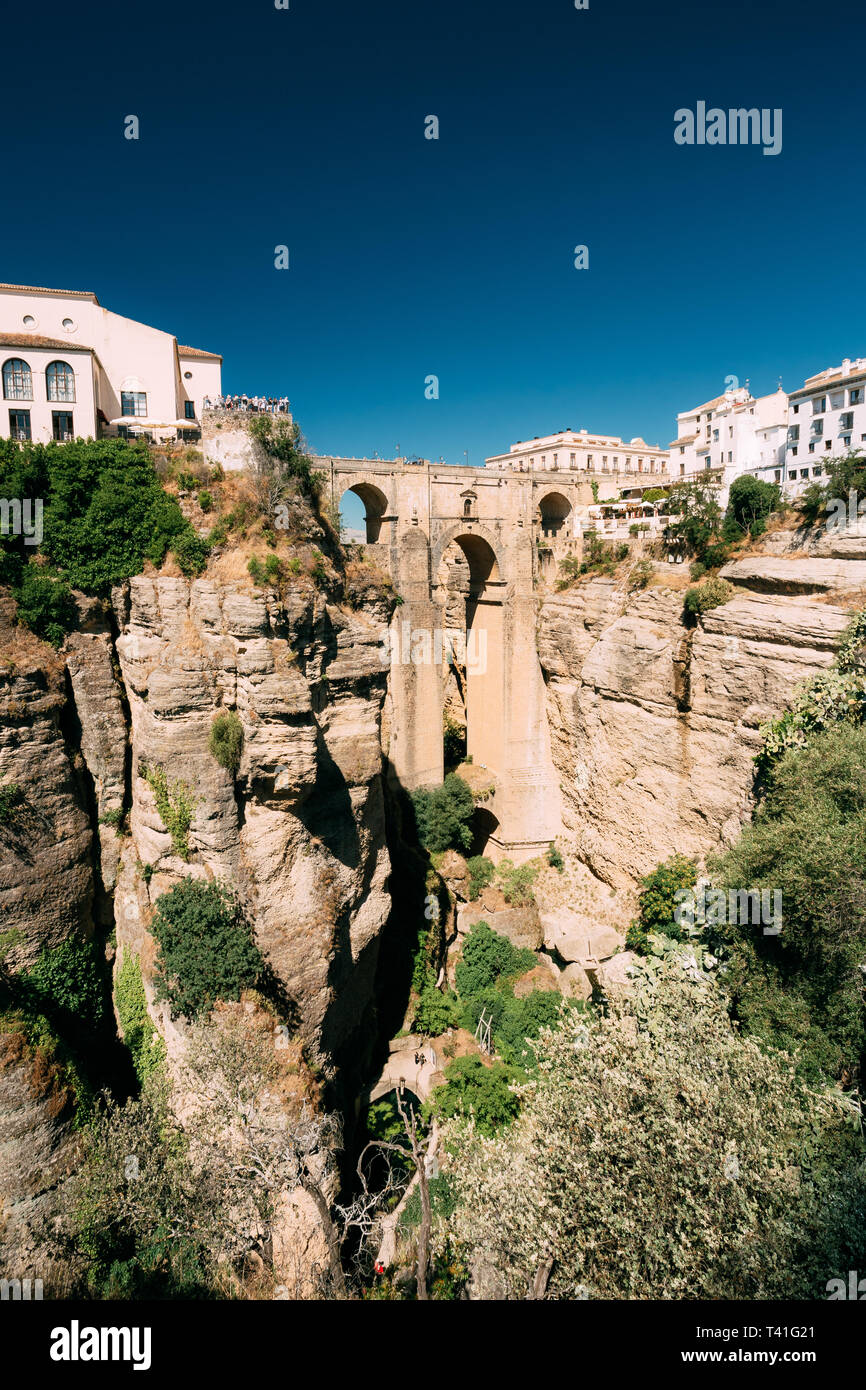 Ronda, Province Of Malaga, Spain. Puente Nuevo (New Bridge) is newest ...