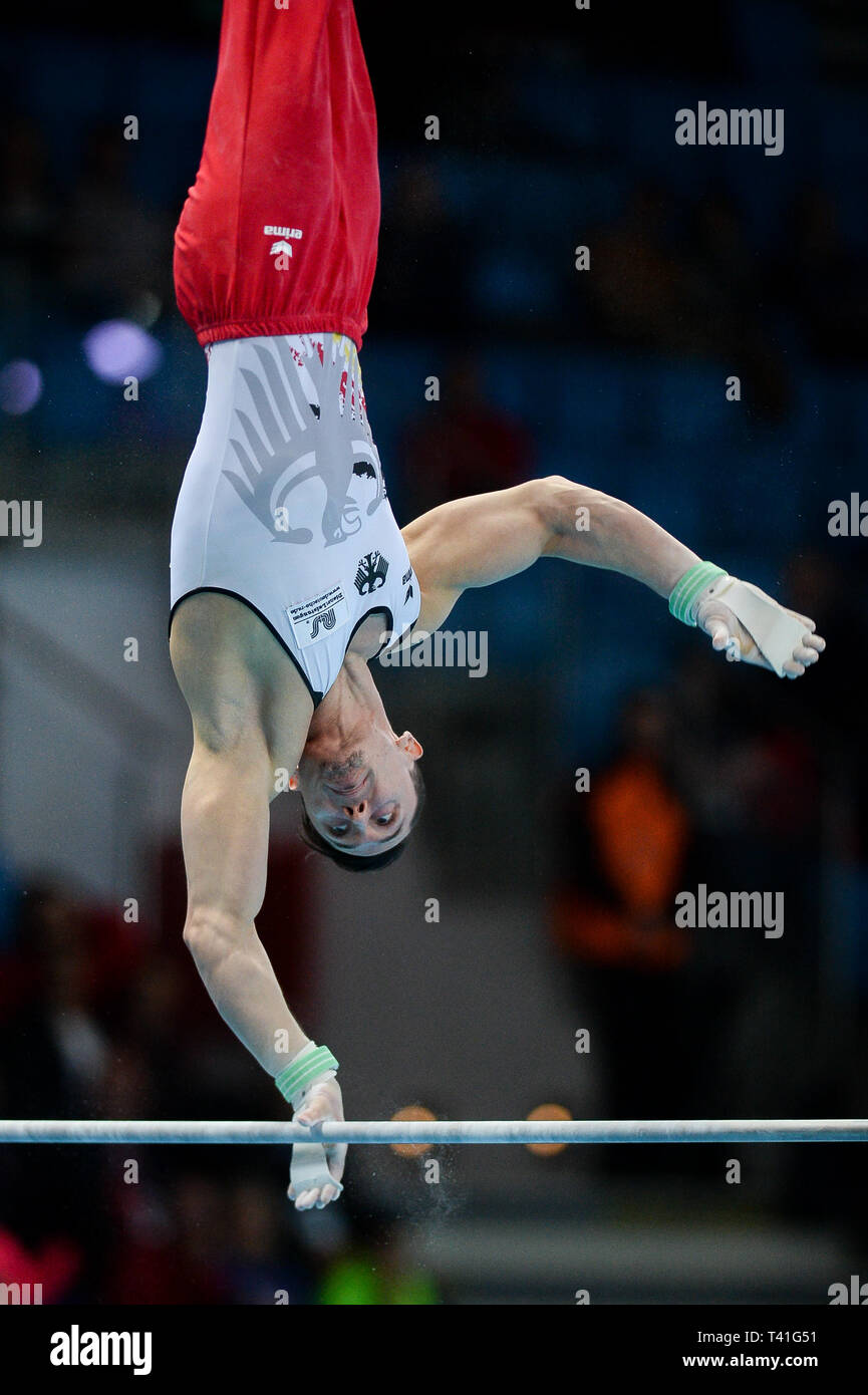 Andreas Toba from Germany seen in action on the high bar during the Men ...