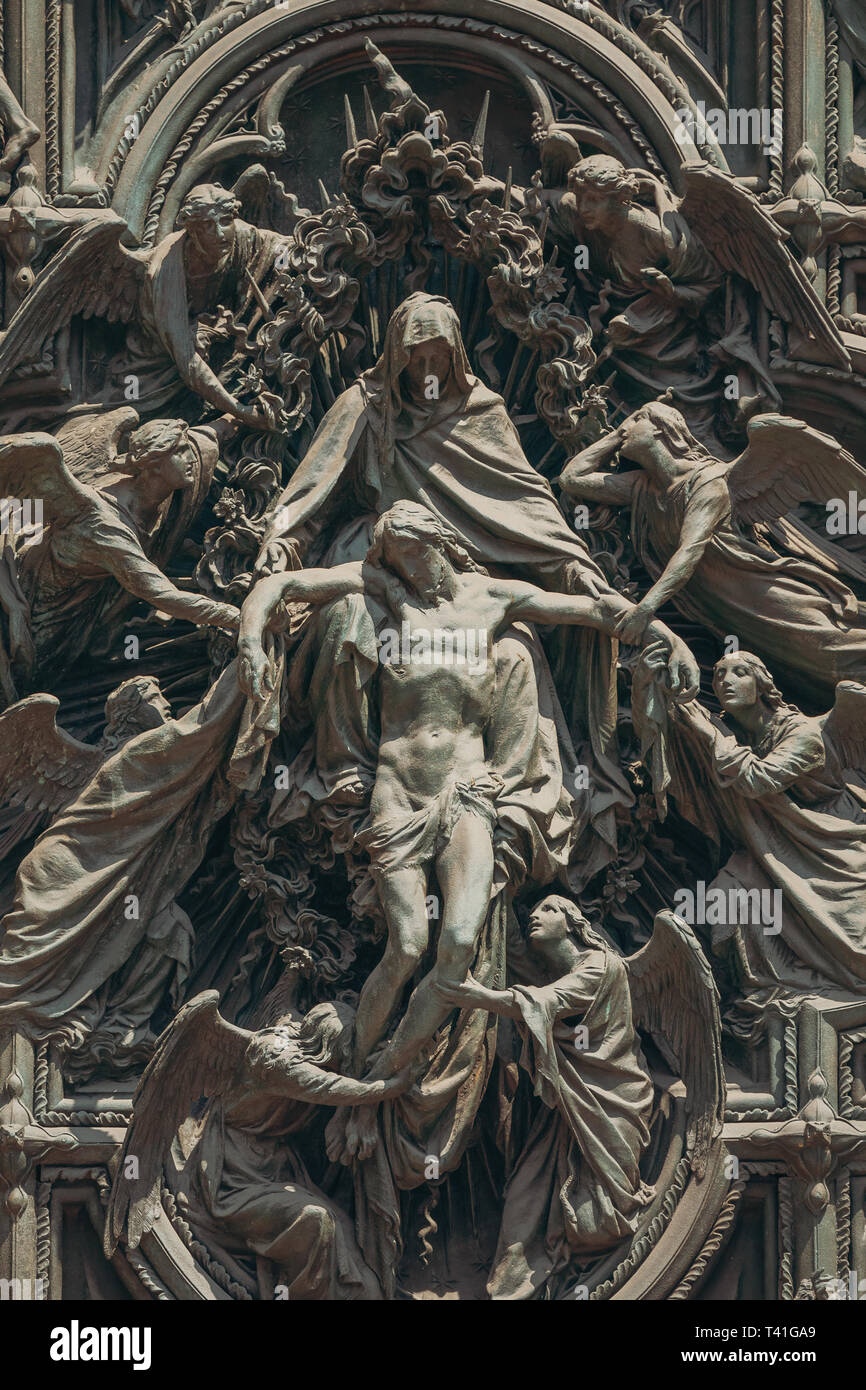 Milan, Italyю Detail Of Facade Of Milan Cathedral Or Duomo Di Milano Is ...