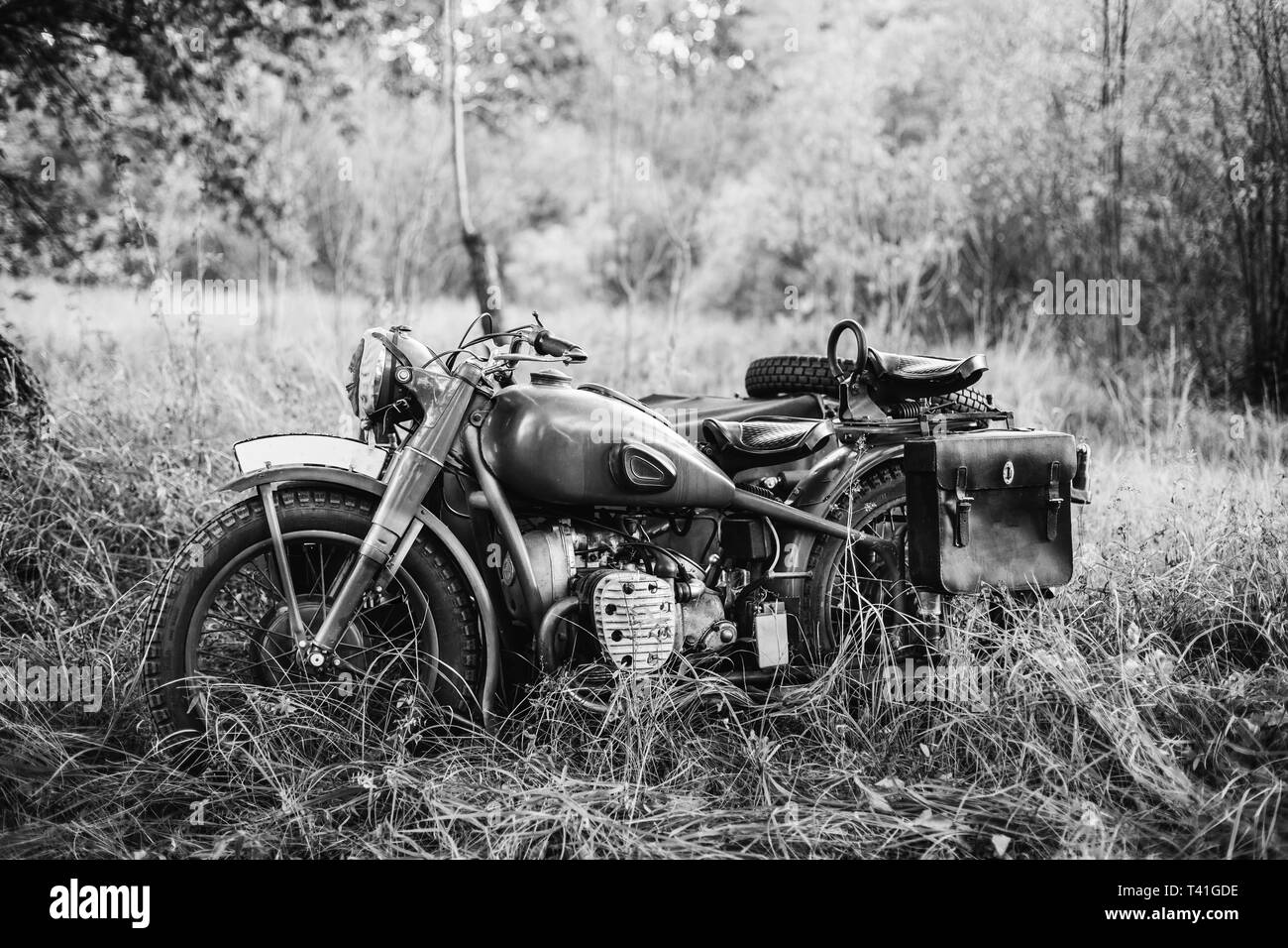 Old Tricar, Three-Wheeled Motorbike Of Wehrmacht, Armed Forces Of ...