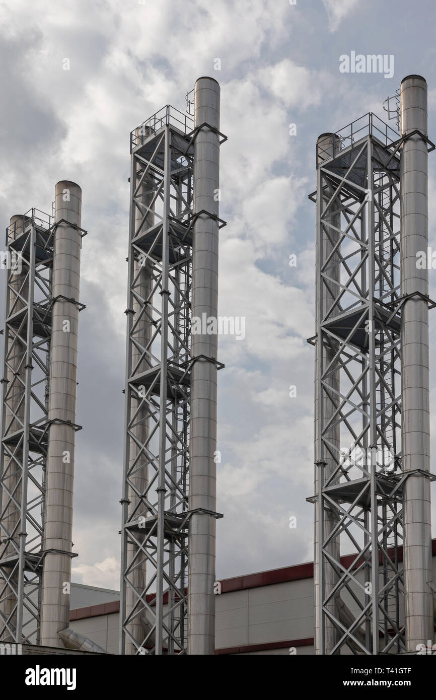 Chimney Tower Structure at Heating Plant Building Stock Photo - Alamy