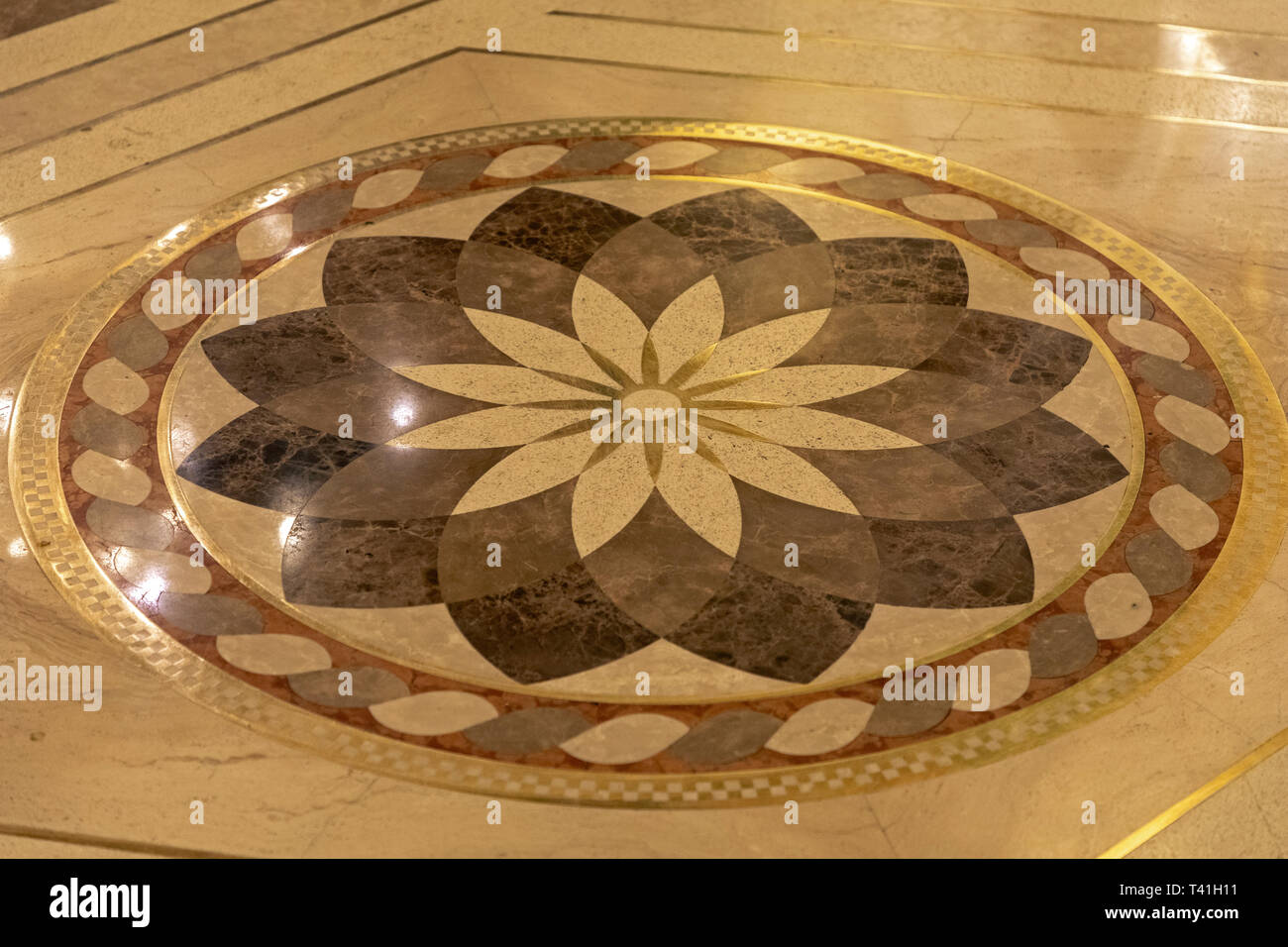 Decorative Marble Flower Floor Tiles in Crypt Stock Photo - Alamy