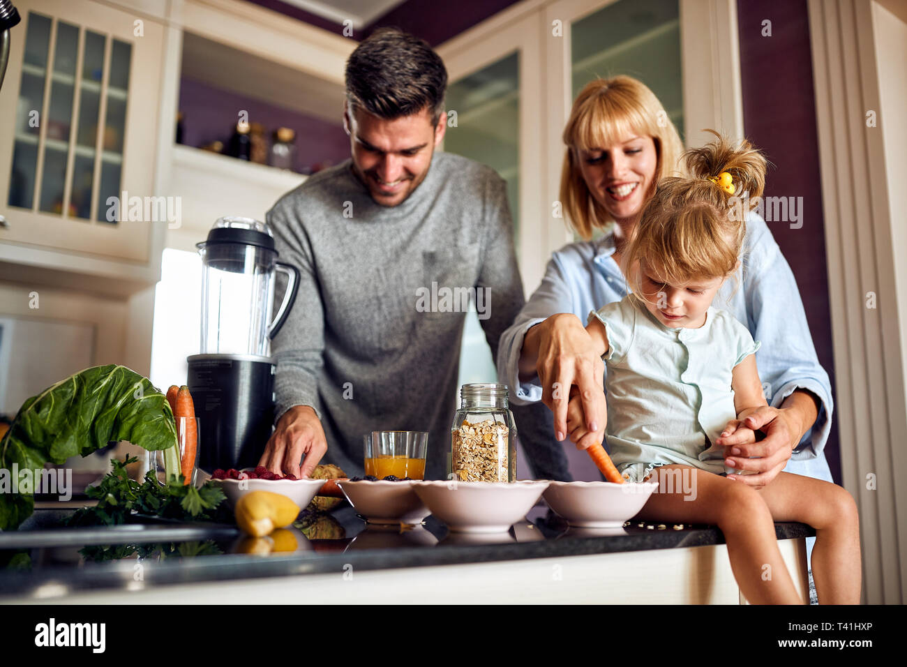 Child making breakfast hi-res stock photography and images - Alamy