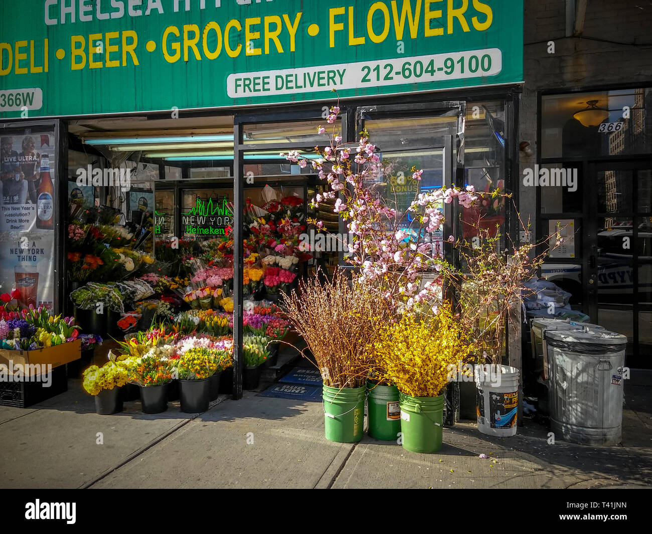 A deli in the Chelsea neighborhood in New York is ready for spring ...