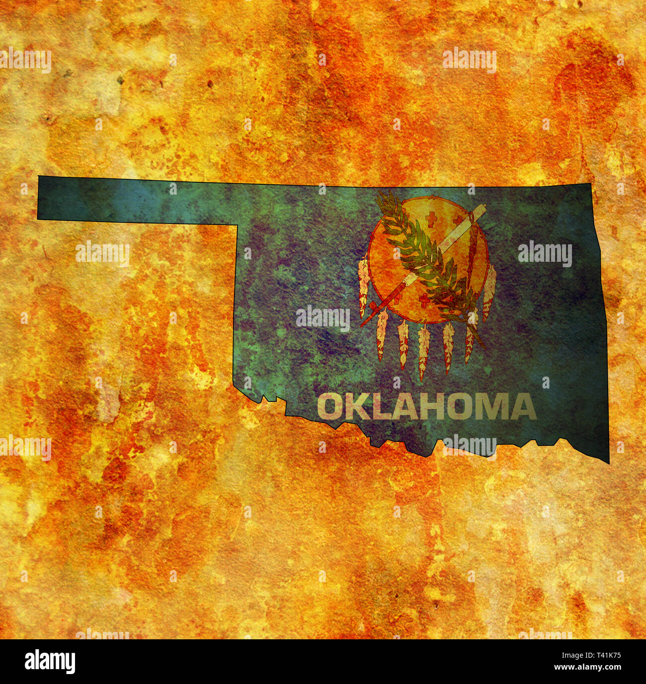 Oklahoma on isolated map hi-res stock photography and images - Alamy