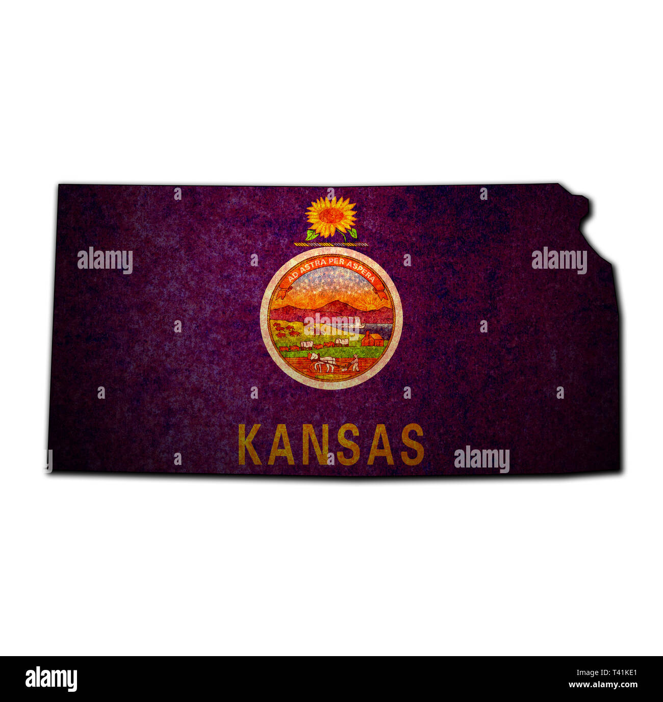 Vintage map of kansas Cut Out Stock Images & Pictures - Alamy