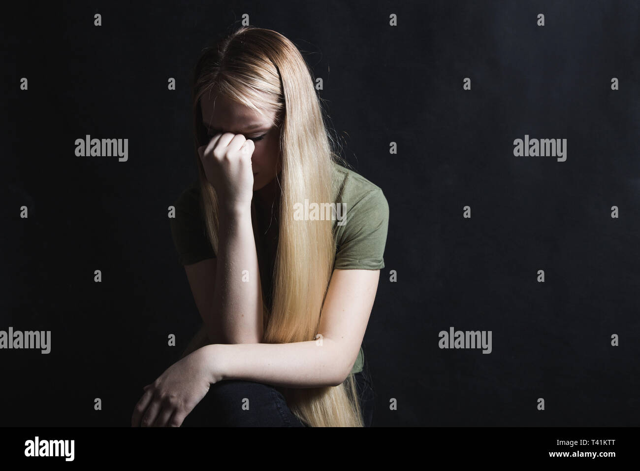 The girl suffers from depression and stress Stock Photo - Alamy