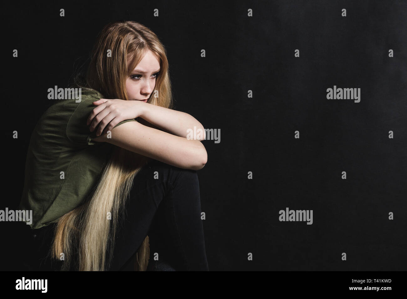 The girl suffers from depression and stress Stock Photo - Alamy