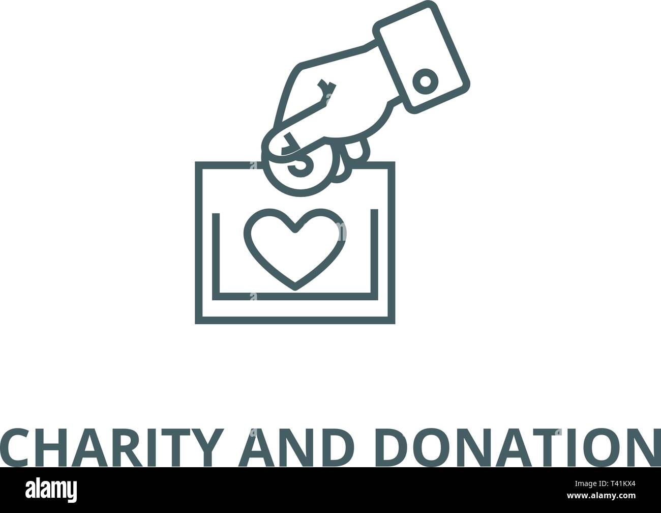Charity and donation line icon, vector. Charity and donation outline ...