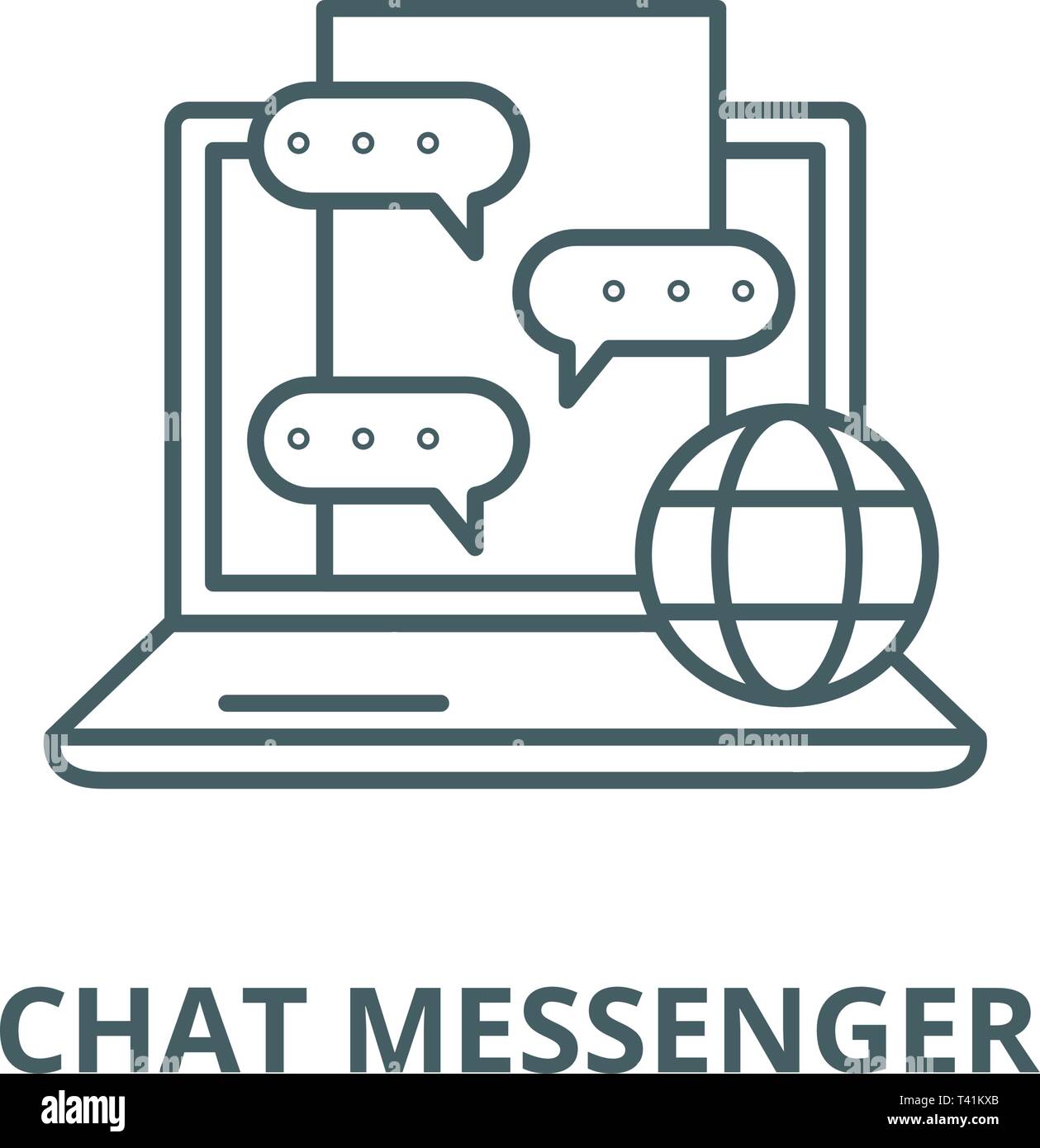 Chat messenger line icon, vector. Chat messenger outline sign, concept ...