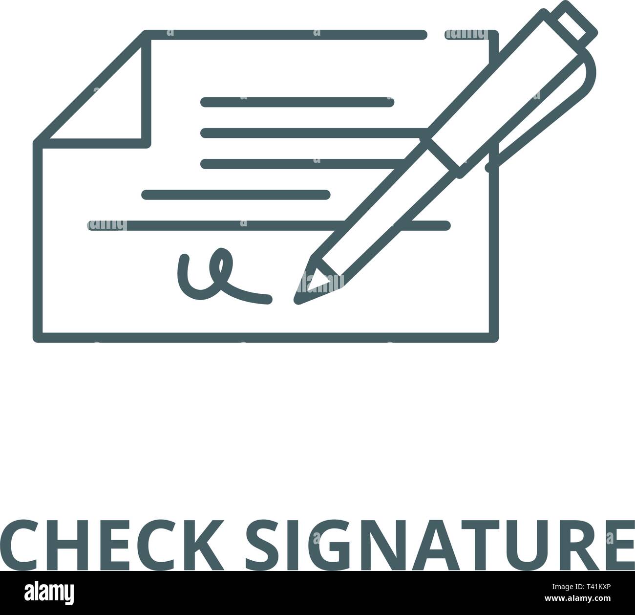 Check signature line icon, vector. Check signature outline sign ...
