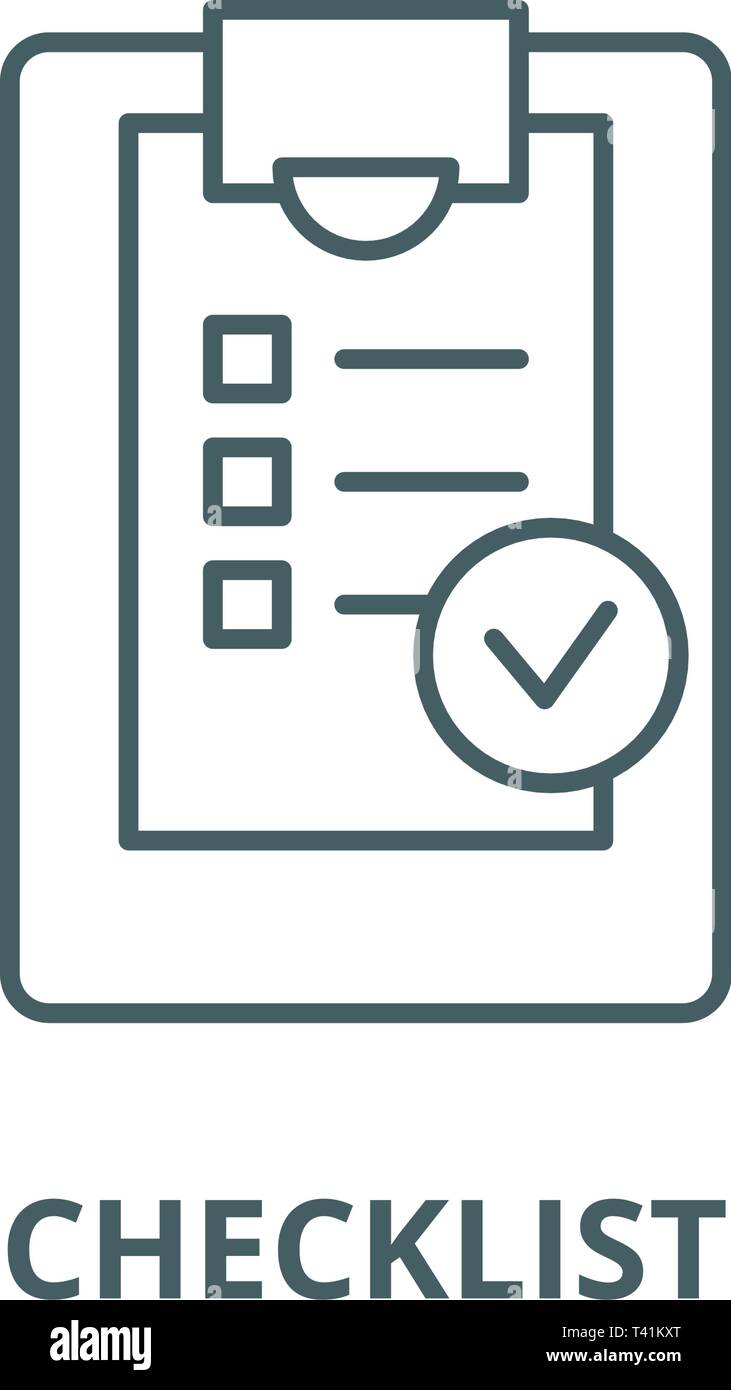Checklist line icon, vector. Checklist outline sign, concept symbol, flat illustration Stock ...