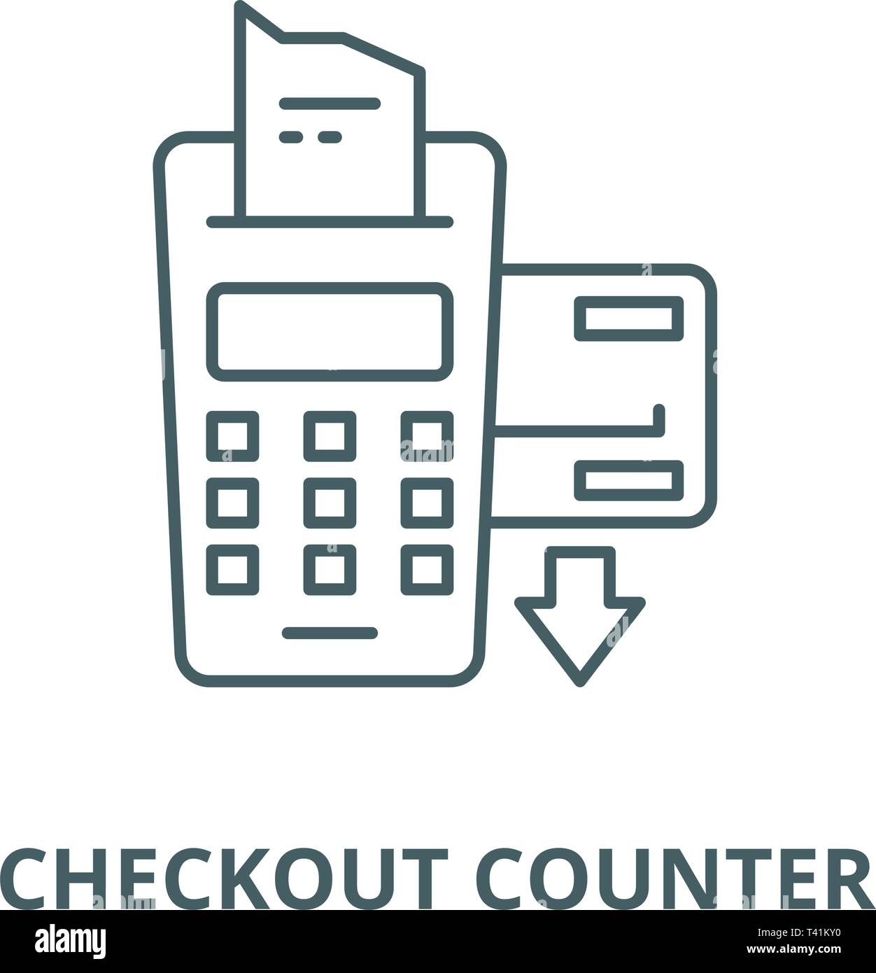 Checkout counter line icon, vector. Checkout counter outline sign ...