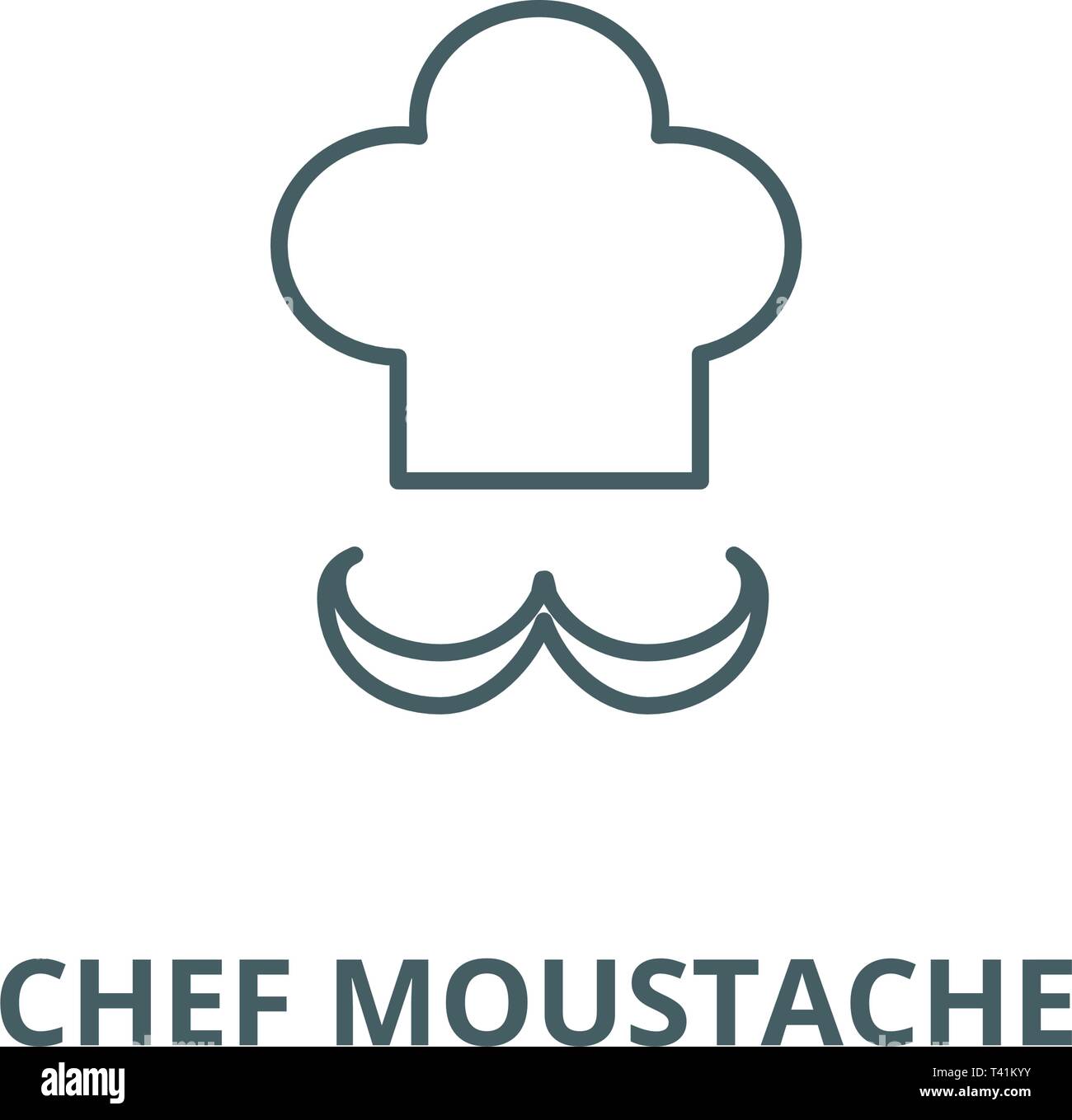Chef moustache line icon, vector. Chef moustache outline sign, concept ...