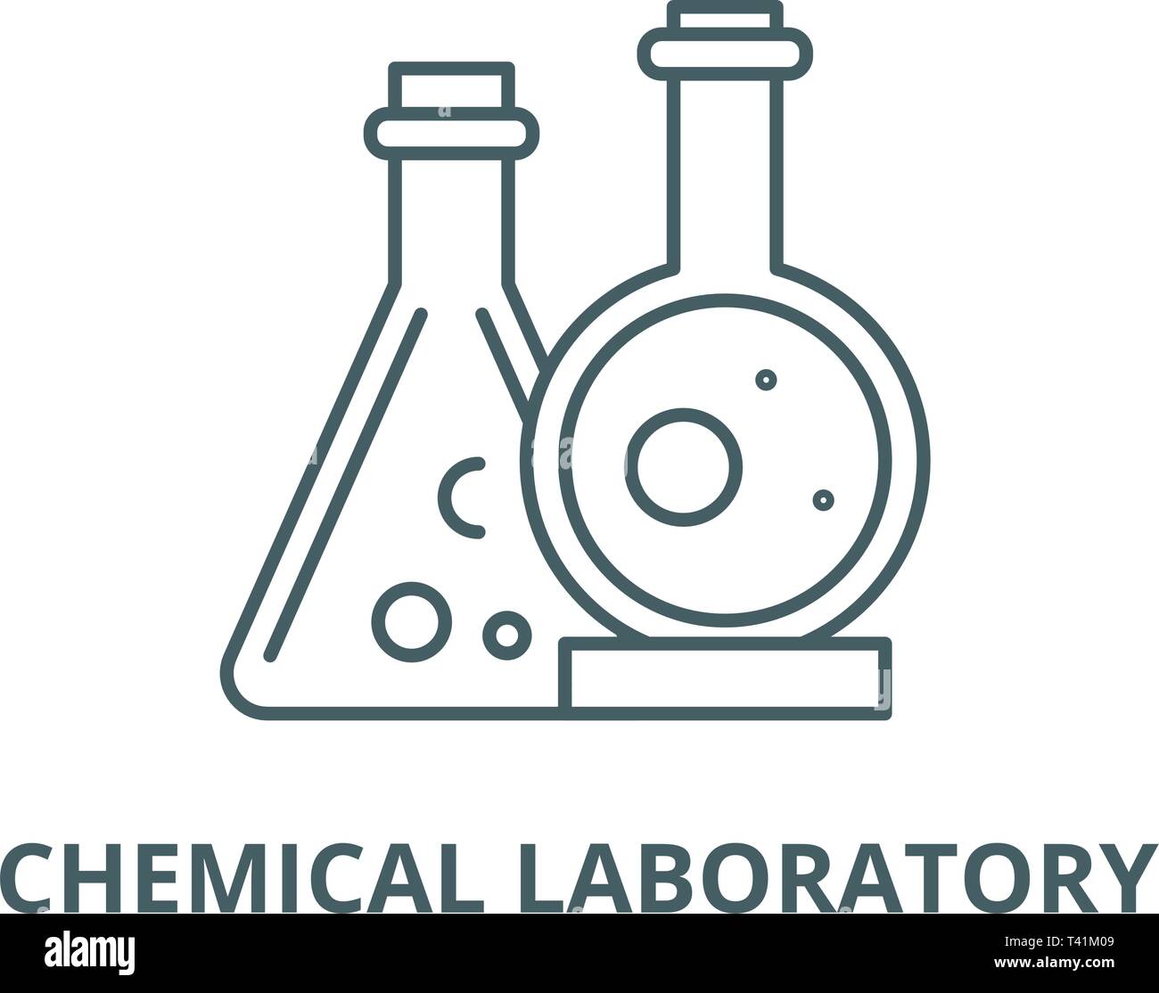 Chemical laboratory line icon, vector. Chemical laboratory outline sign ...