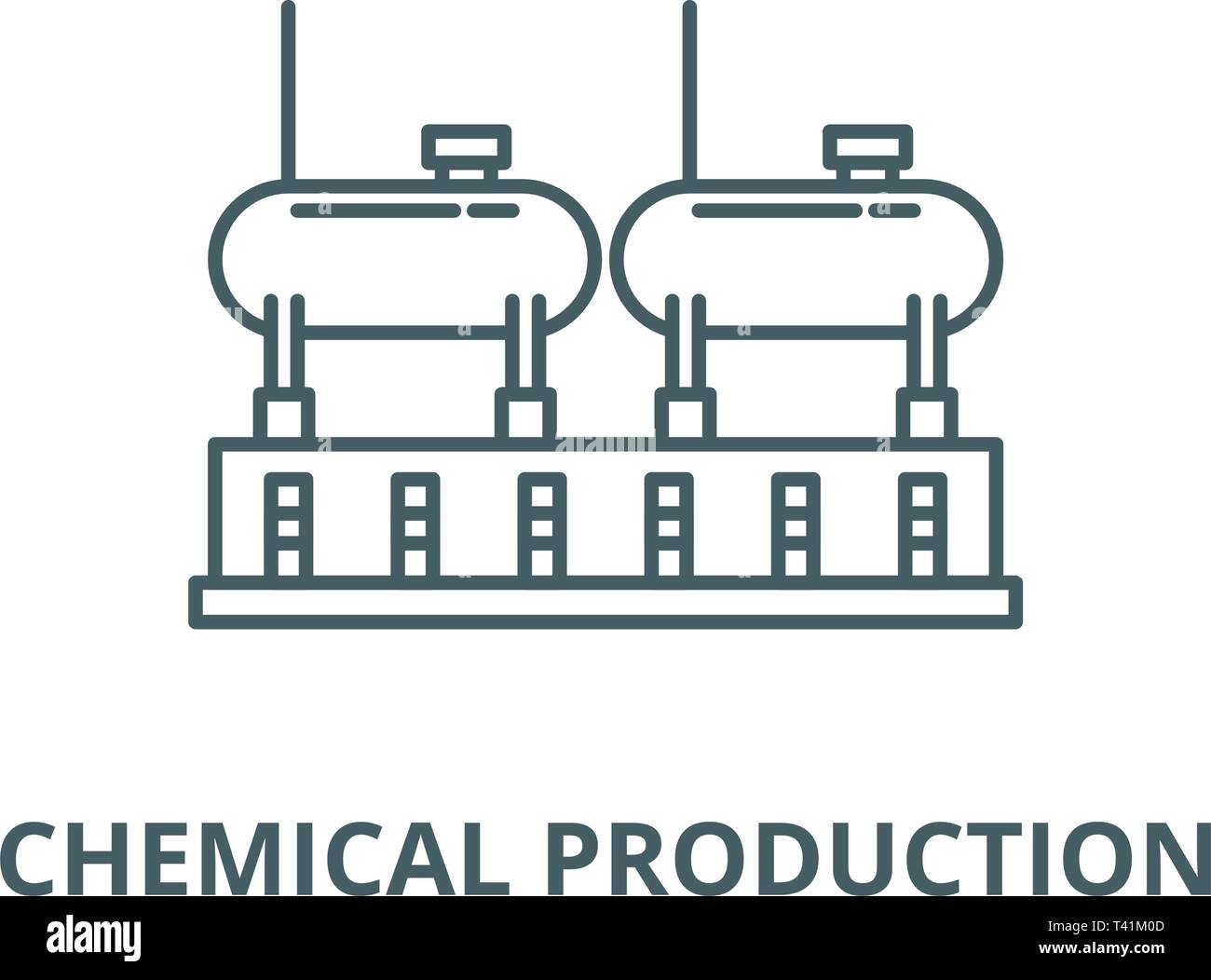 Chemical production line icon, vector. Chemical production outline sign ...