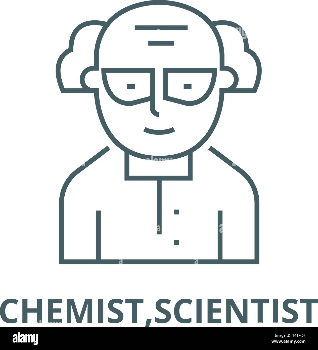 Chemist,scientist line icon, vector. Chemist,scientist outline sign ...