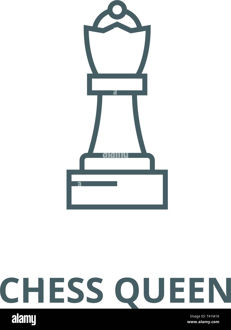 Chess queen line icon, vector. Chess queen outline sign, concept symbol ...