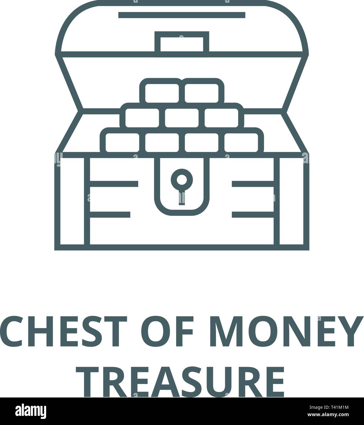 Chest of money,treasure line icon, vector. Chest of money,treasure ...