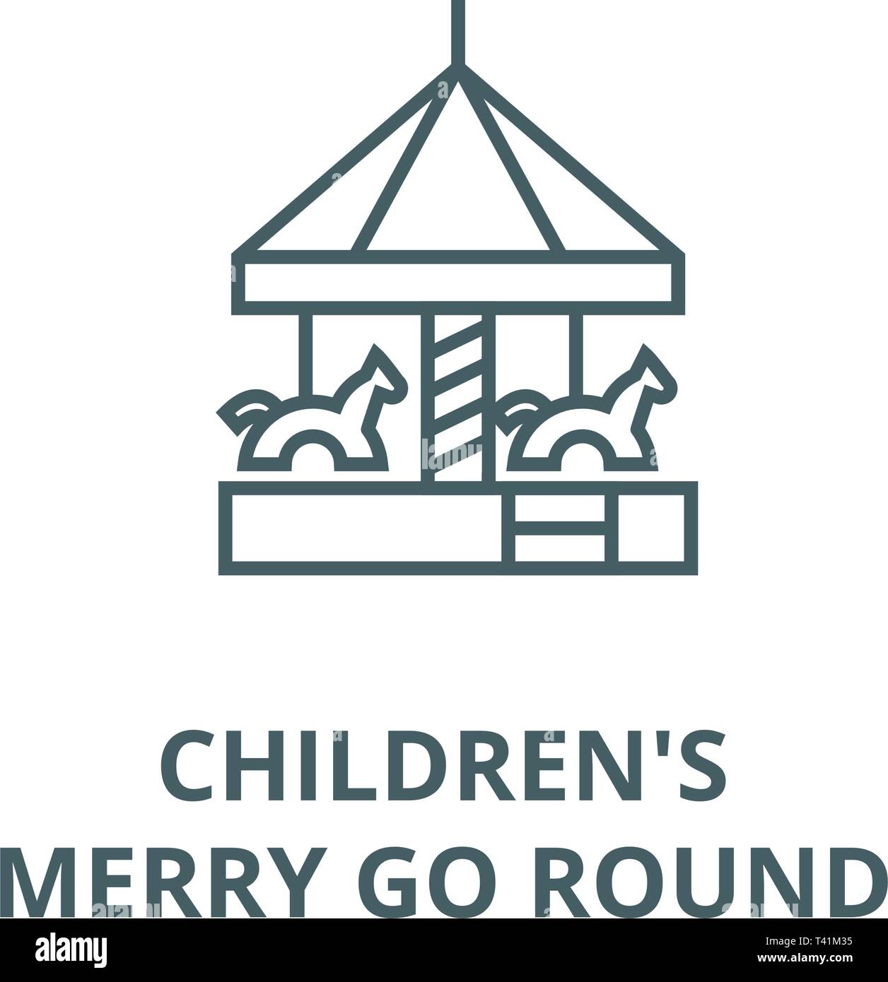 Children's merry go round line icon, vector. Children's merry go round ...