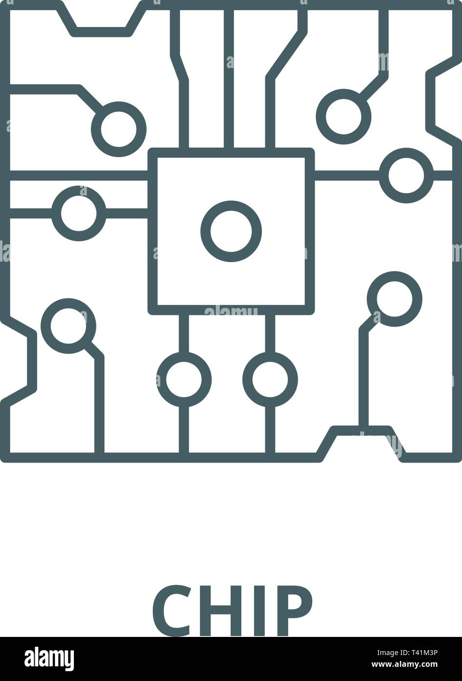 Chip line icon, vector. Chip outline sign, concept symbol, flat ...