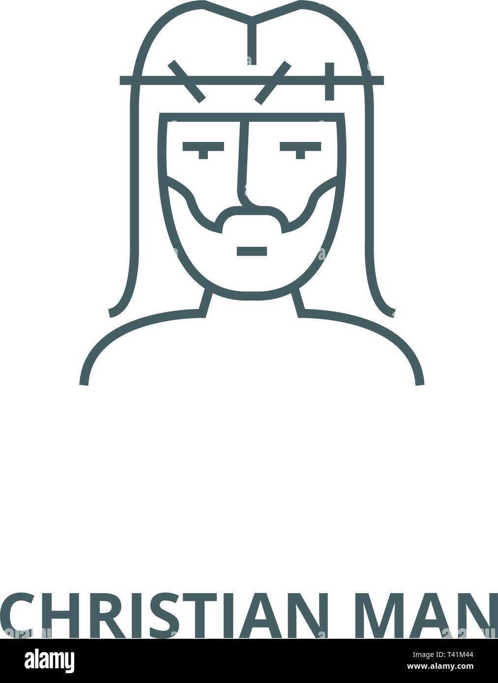Christian man line icon, vector. Christian man outline sign, concept ...