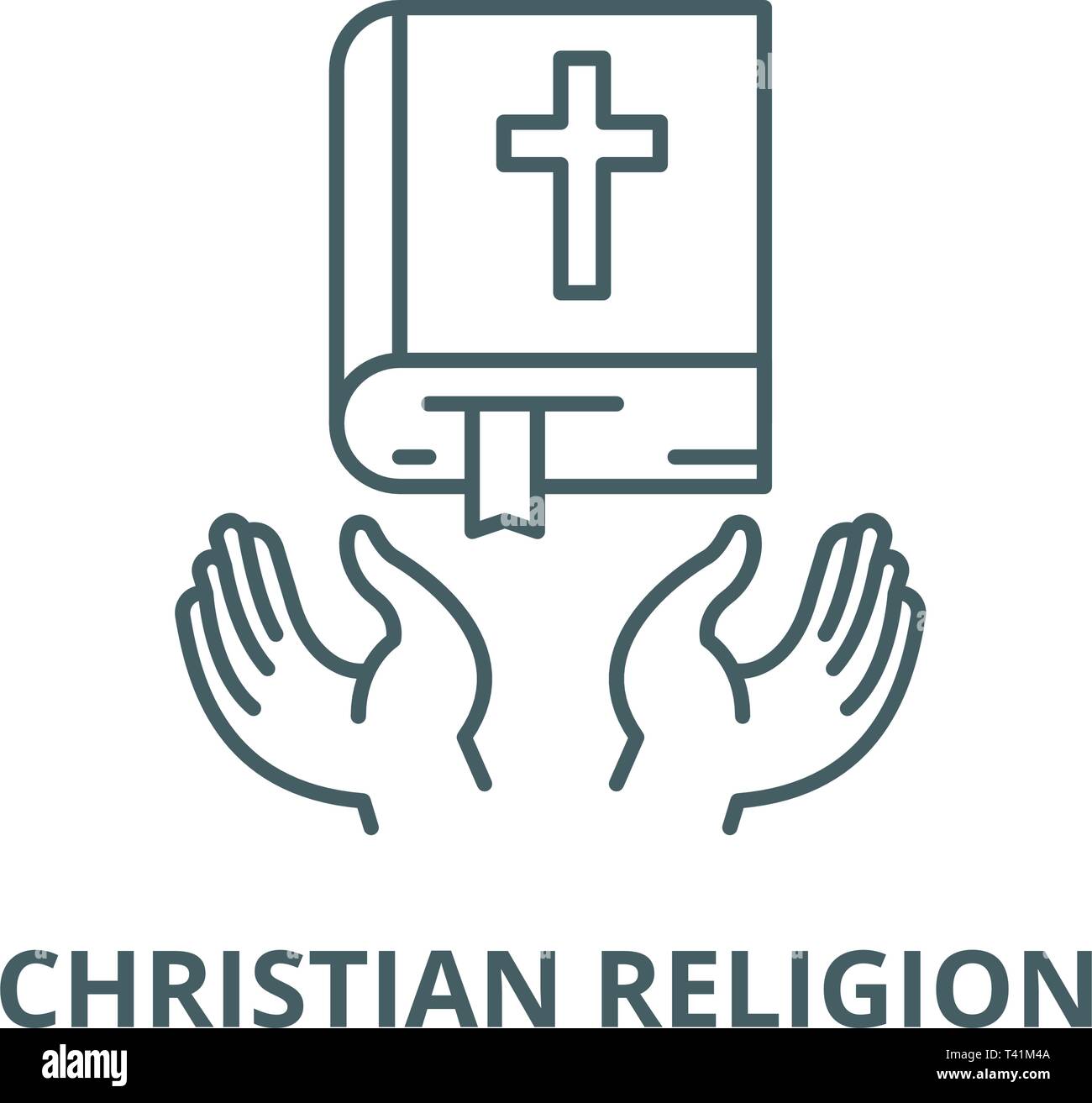 Christian religion line icon, vector. Christian religion outline sign ...