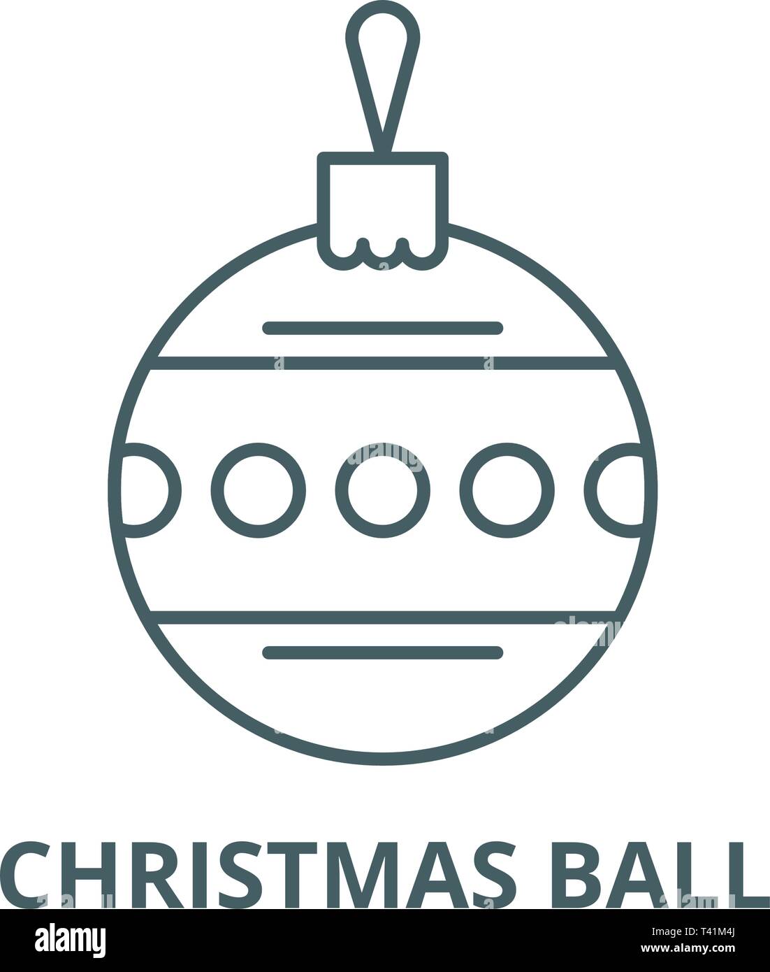 Christmas ball with ornament line icon, vector. Christmas ball with ...