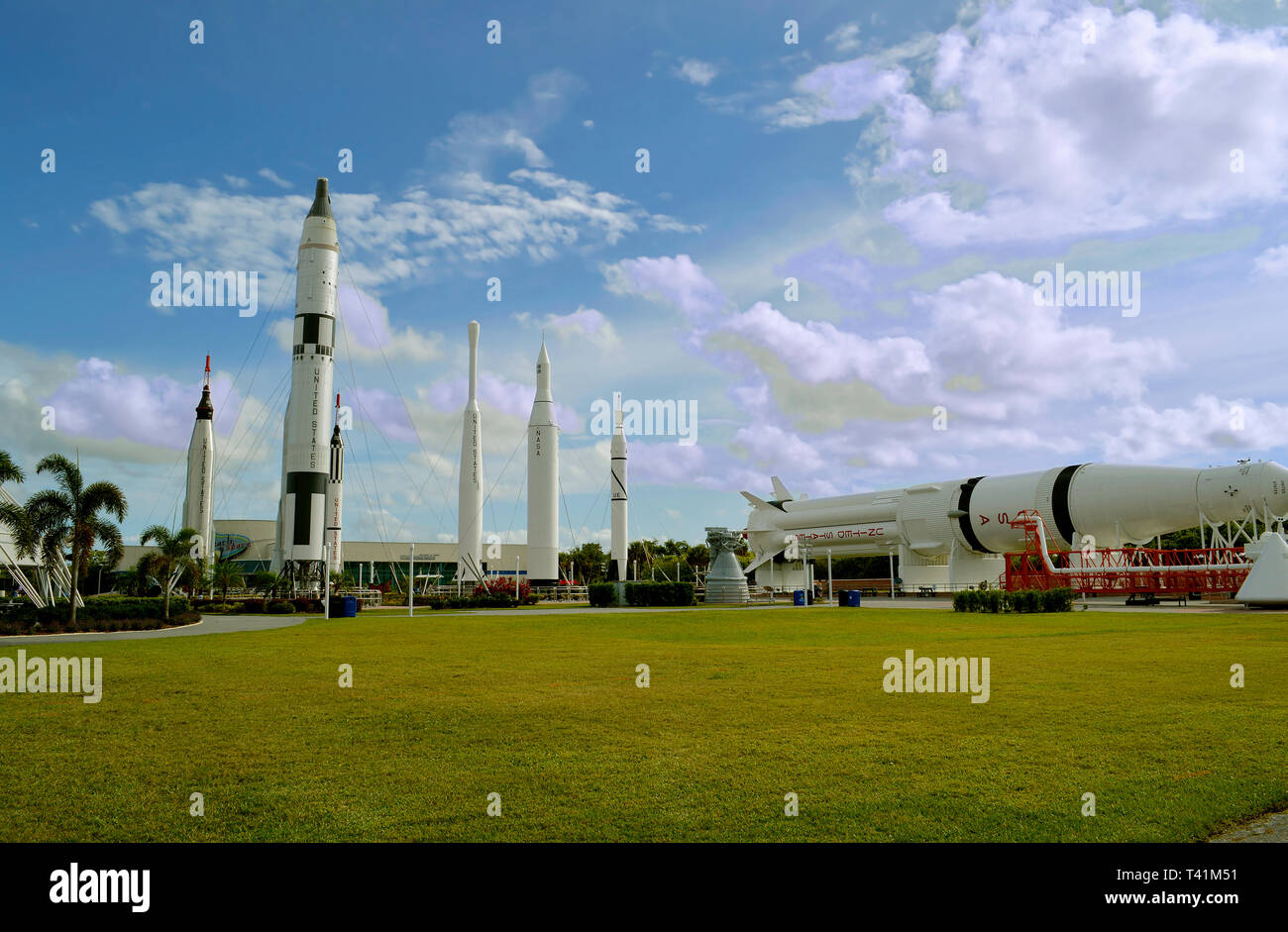 Apollo rockets on display in the rocket garden at Kennedy Space Center ...
