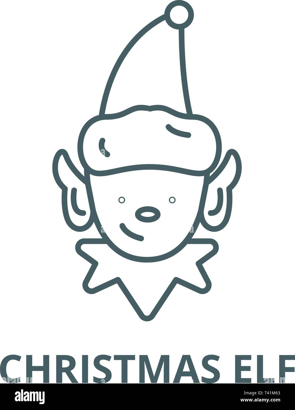 Christmas elf line icon, vector. Christmas elf outline sign, concept ...