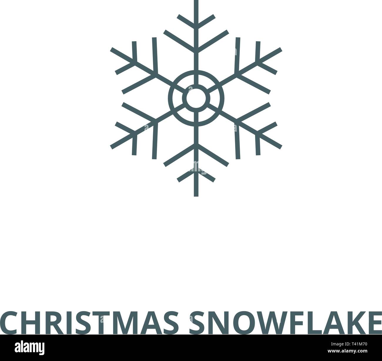 Christmas snowflake line icon, vector. Christmas snowflake outline sign ...