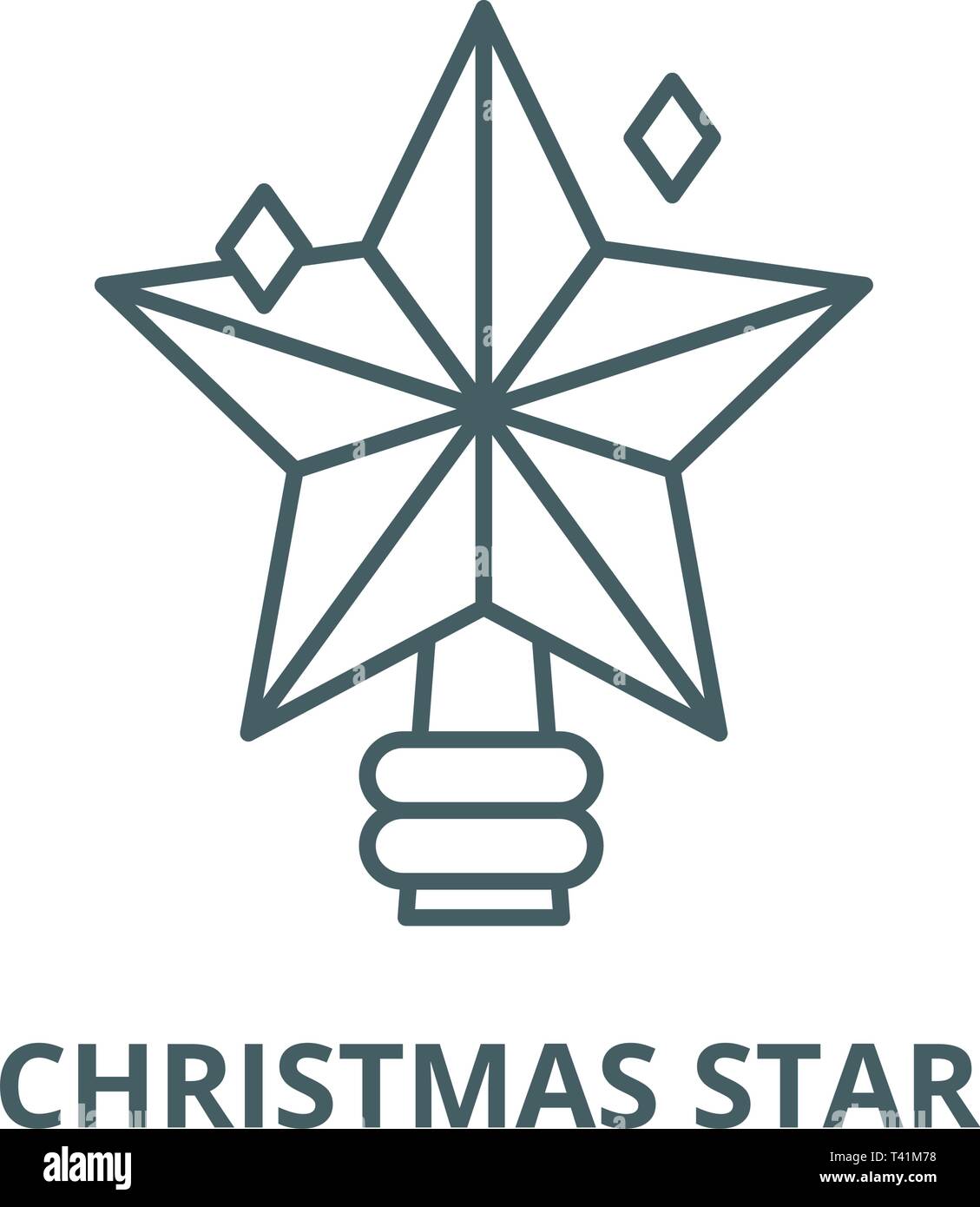 Christmas star line icon, vector. Christmas star outline sign, concept ...