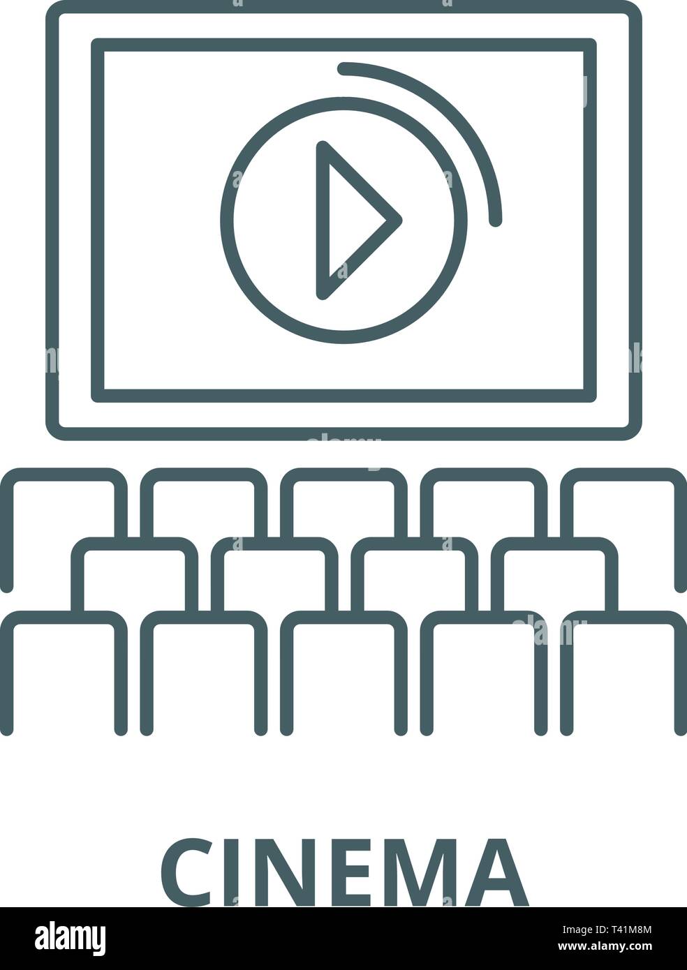 Cinema screen, show line icon, vector. Cinema screen, show outline sign ...