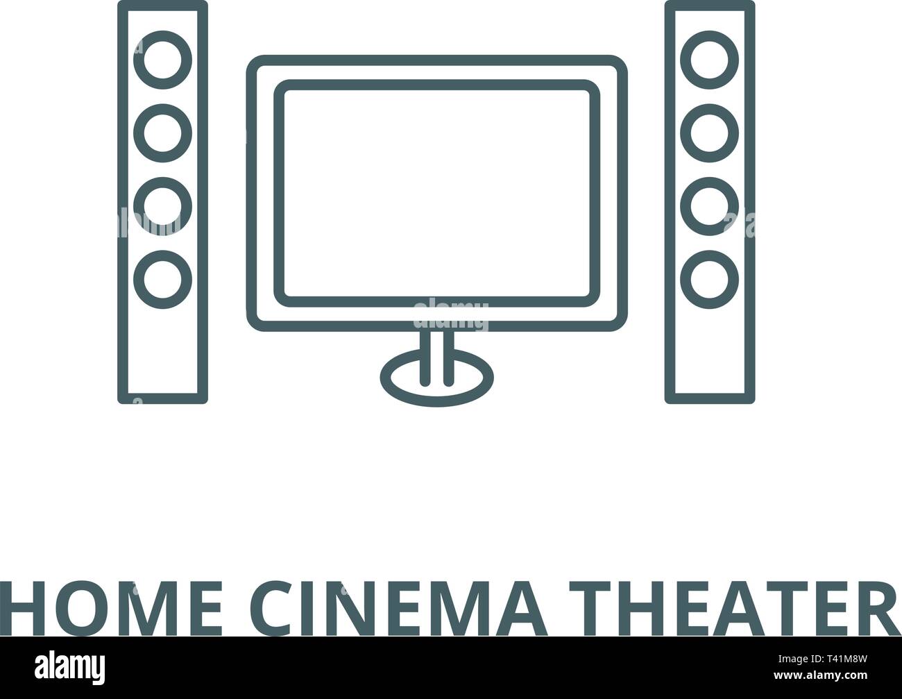Cinema, home theater line icon, vector. Cinema, home theater outline ...
