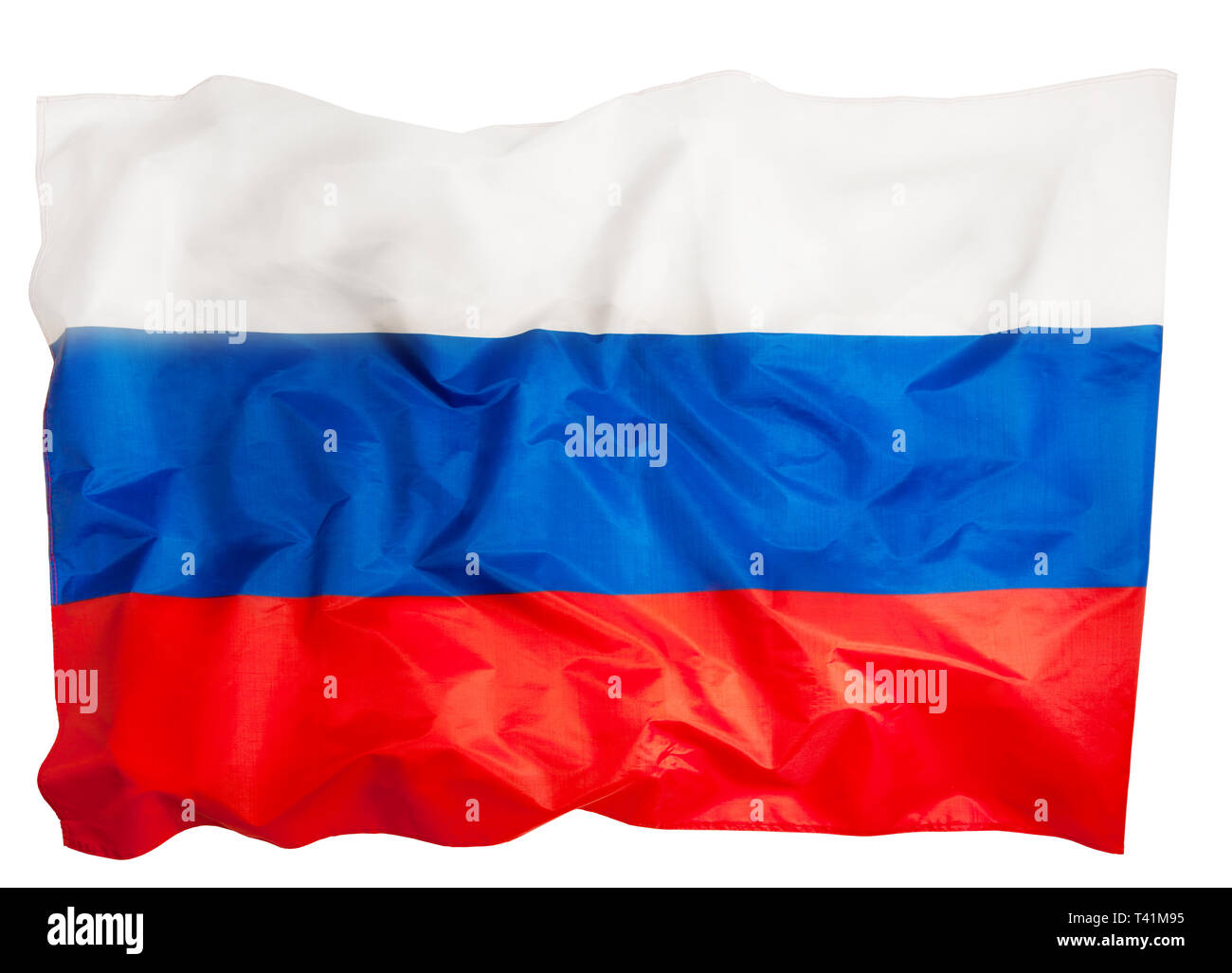 Close-up picture of big silky ruffled Russian flag Stock Photo - Alamy