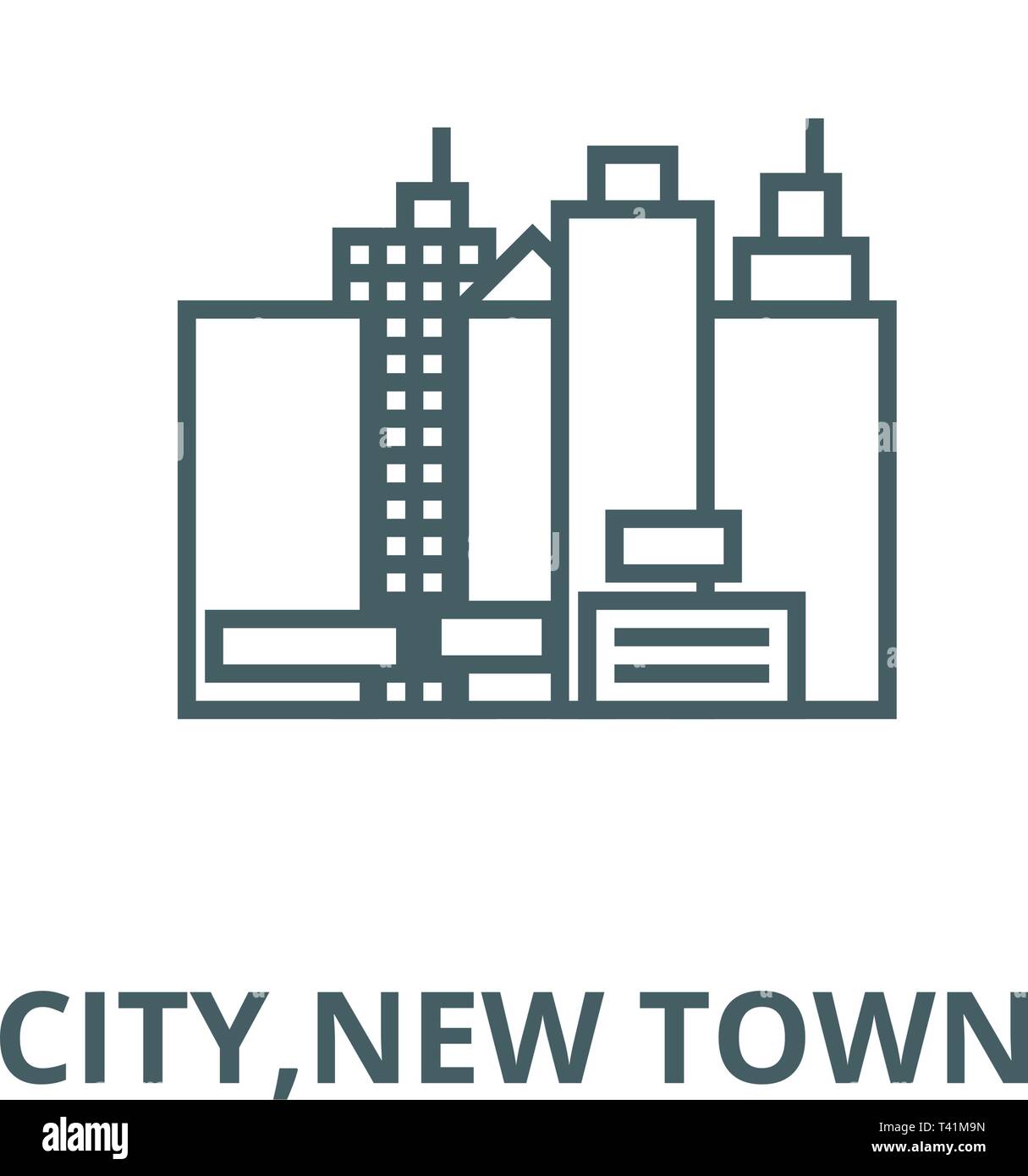 City,new town line icon, vector. City,new town outline sign, concept ...