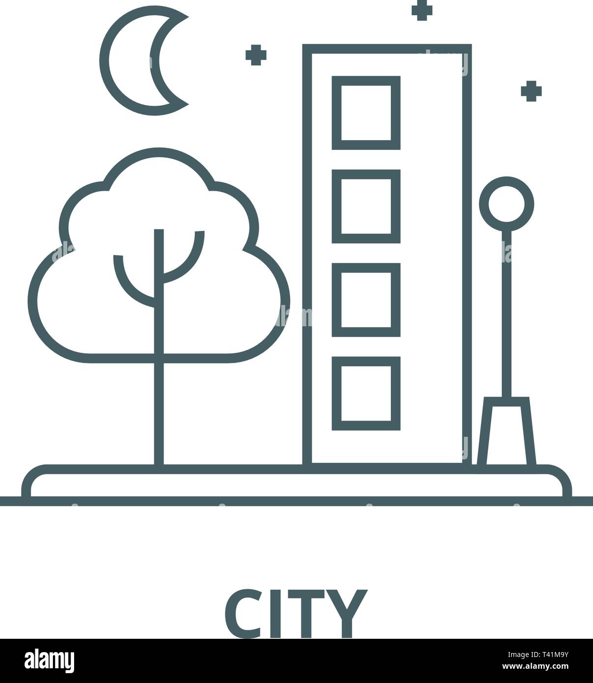 City line icon, vector. City outline sign, concept symbol, flat ...