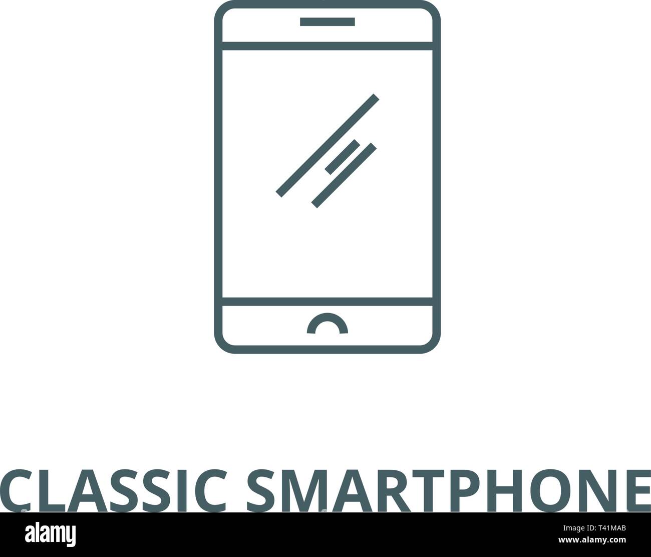 Classic smartphone line icon, vector. Classic smartphone outline sign ...