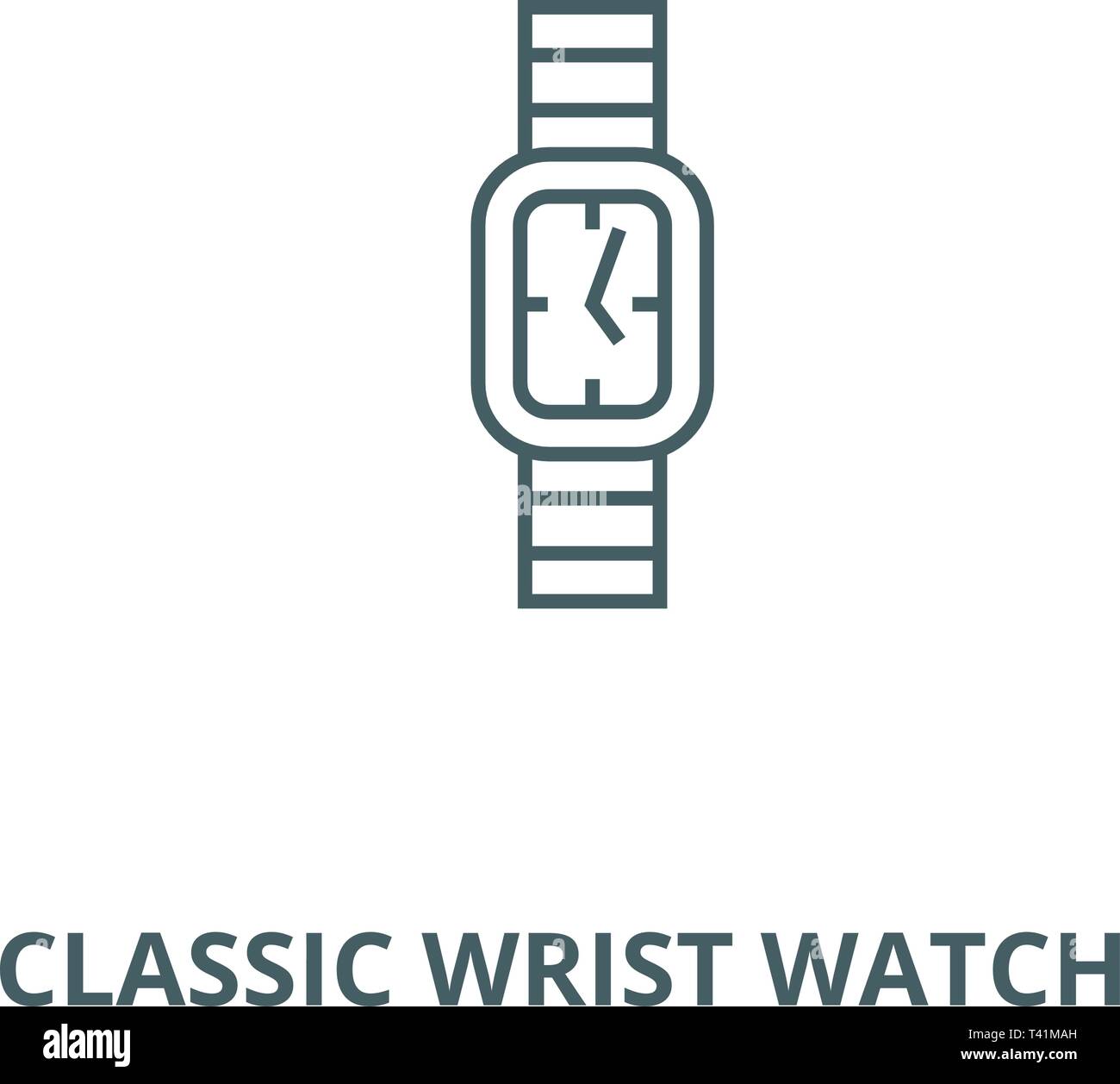 Classic wrist watch line icon, vector. Classic wrist watch outline sign ...