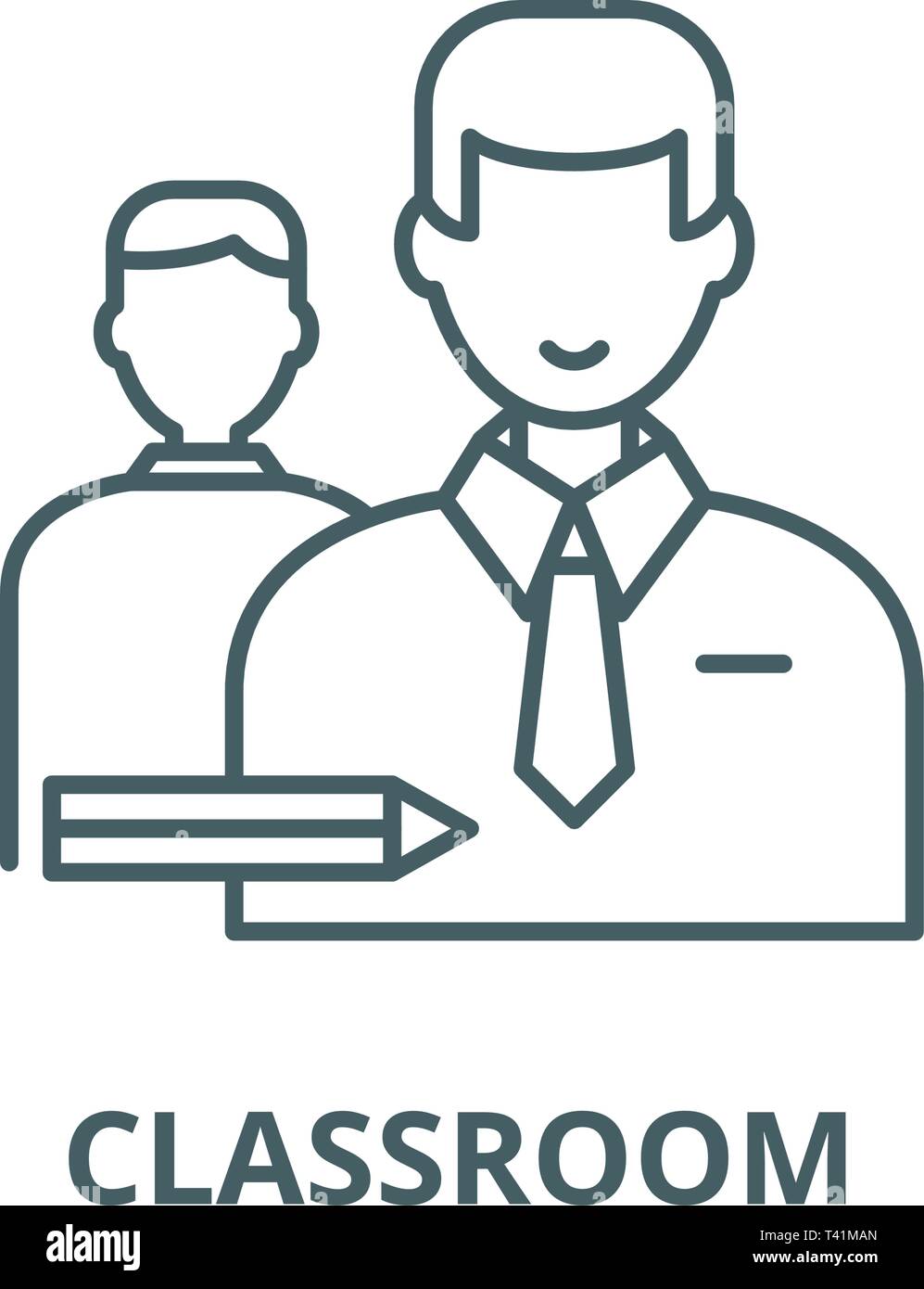 Classroom line icon, vector. Classroom outline sign, concept symbol ...