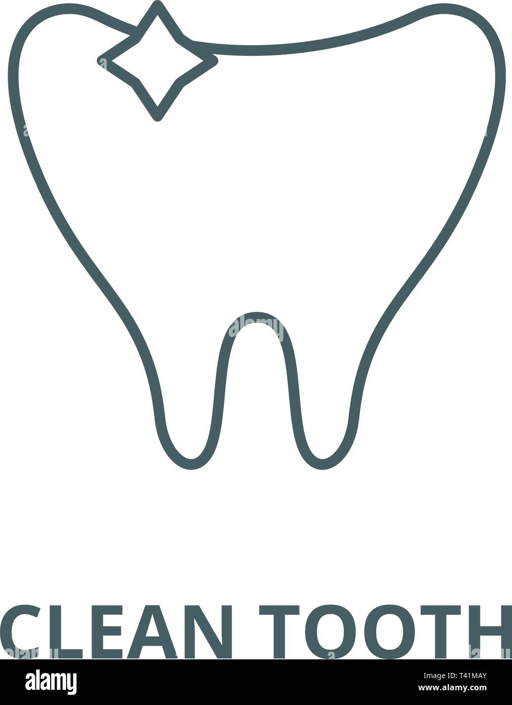 Clean tooth line icon, vector. Clean tooth outline sign, concept symbol ...