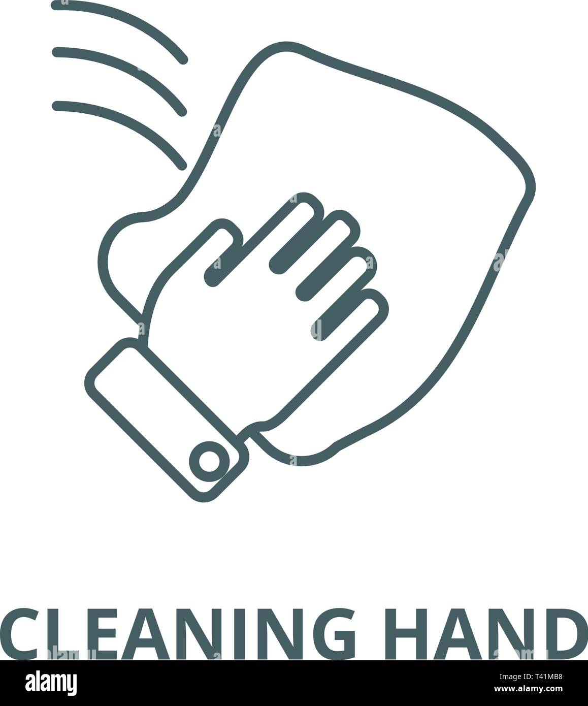 Cleaning hand, wash cloth line icon, vector. Cleaning hand, wash cloth ...